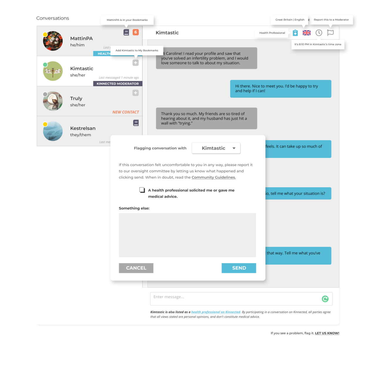 Conversations Modal | Kinnected